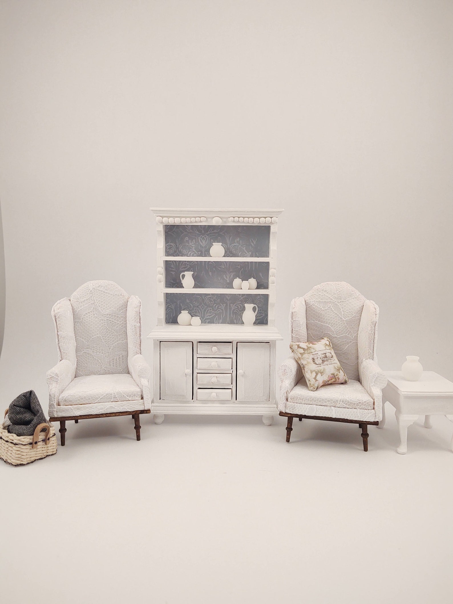 Dollhouse Wingback Chair Miniature Wingback Chair Wingback Chair Wing ...