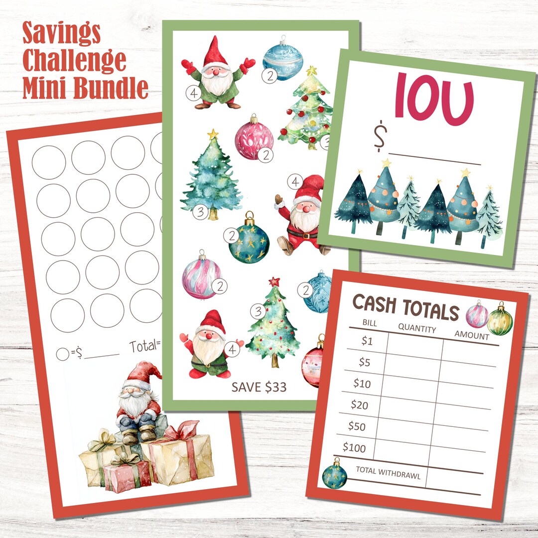 Savings Challenge Mini Bundle Christmas Gnomes Set of 2 Teller Slip ...