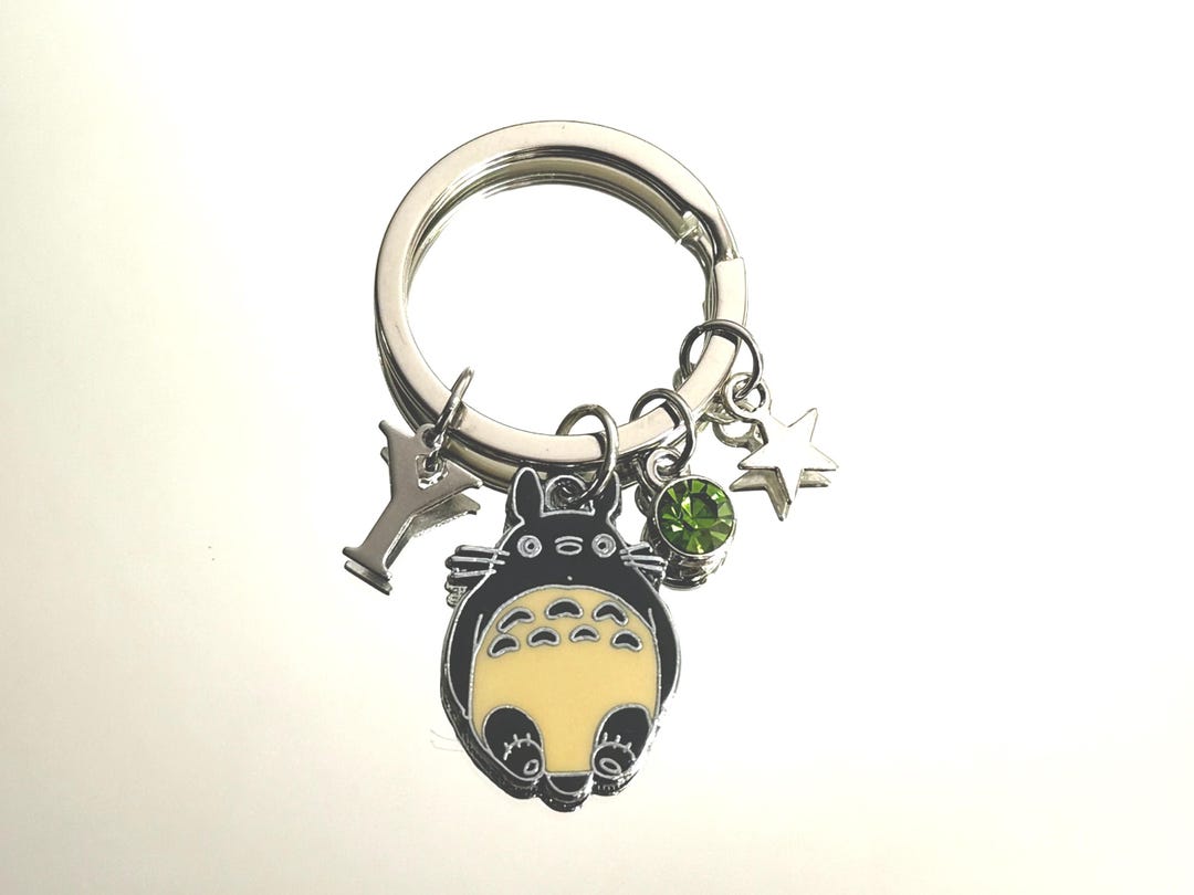 Personalised Totoro Inspired Keychain Keyring With Crystal Birth Stone ...