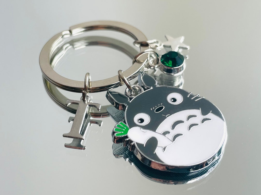Personalised Totoro Inspired Keychain Keyring With Crystal Birth Stone ...