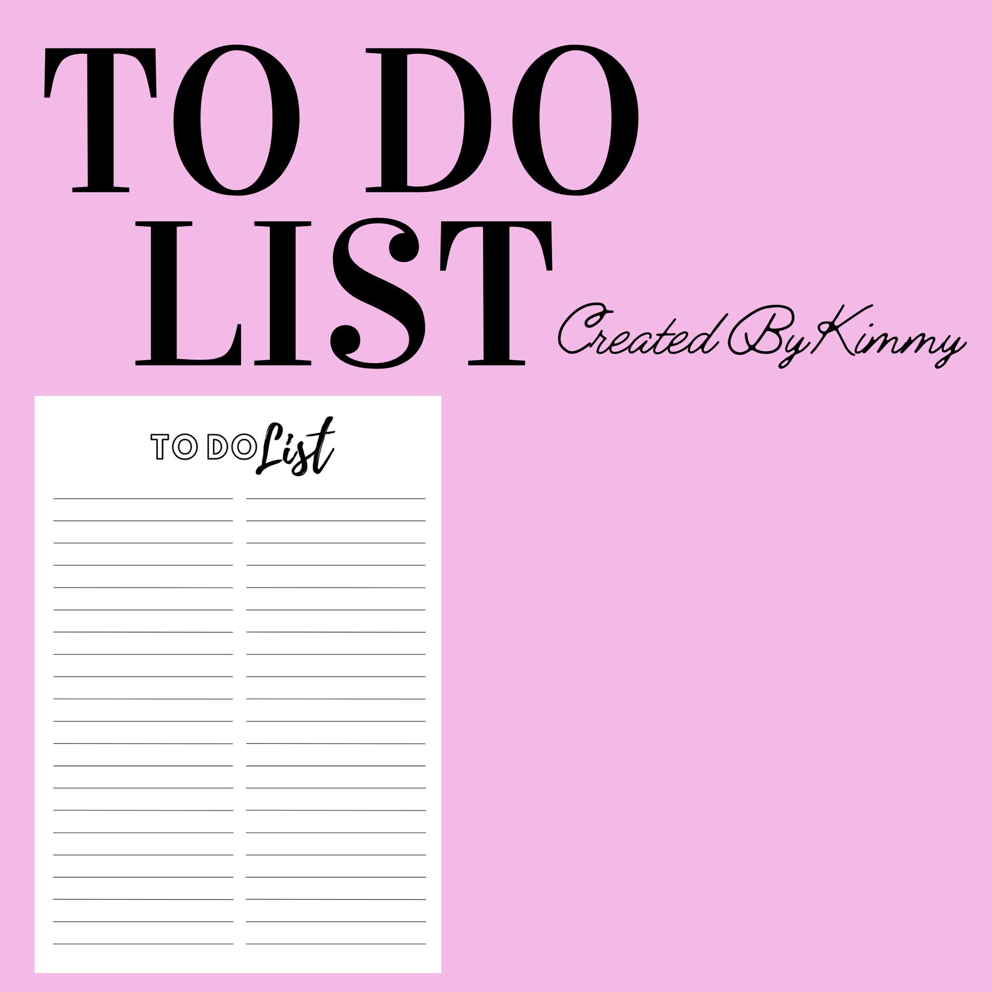 Blank to Do List 2 Column Planner Daily Tracker Plans - Etsy