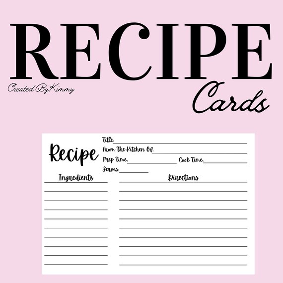 Recipe Cards Cards Blank Recipe Cards Recipes | Etsy
