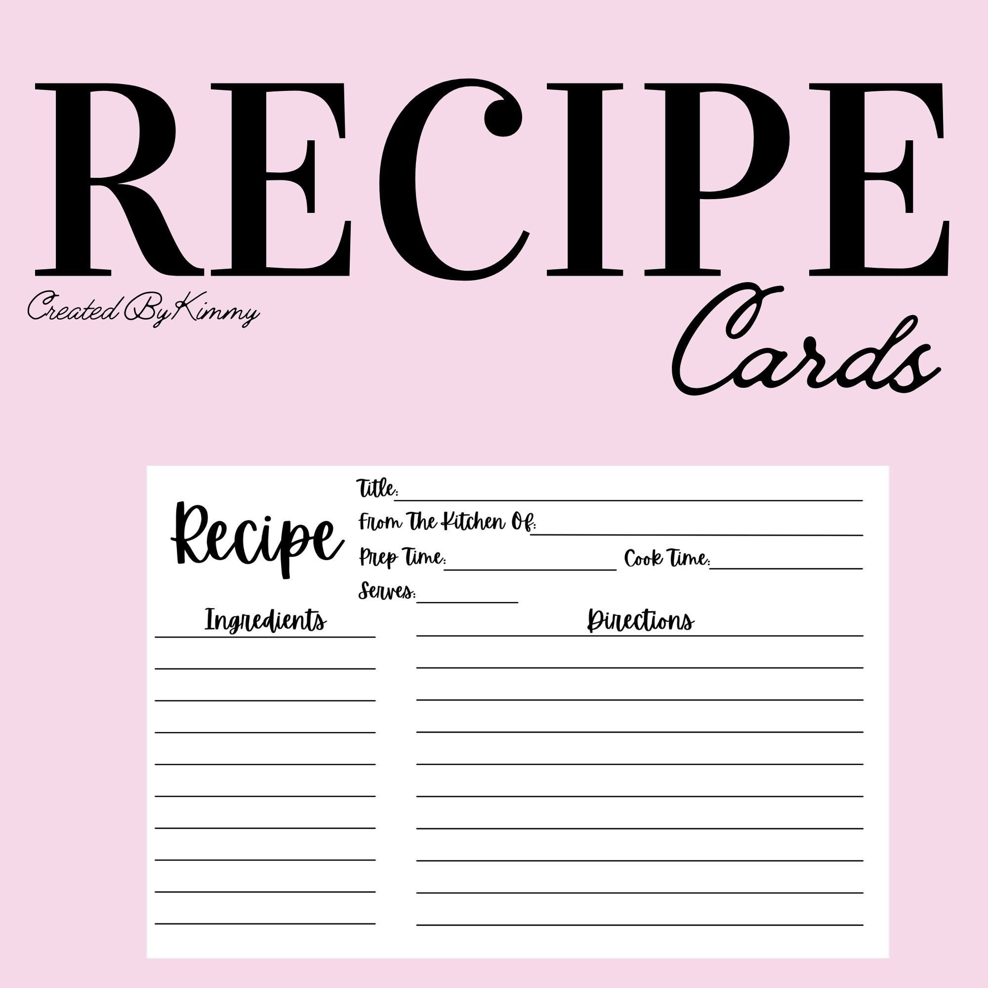Recipe Cards Cards Blank Recipe Cards Recipes Downloadable Printables ...