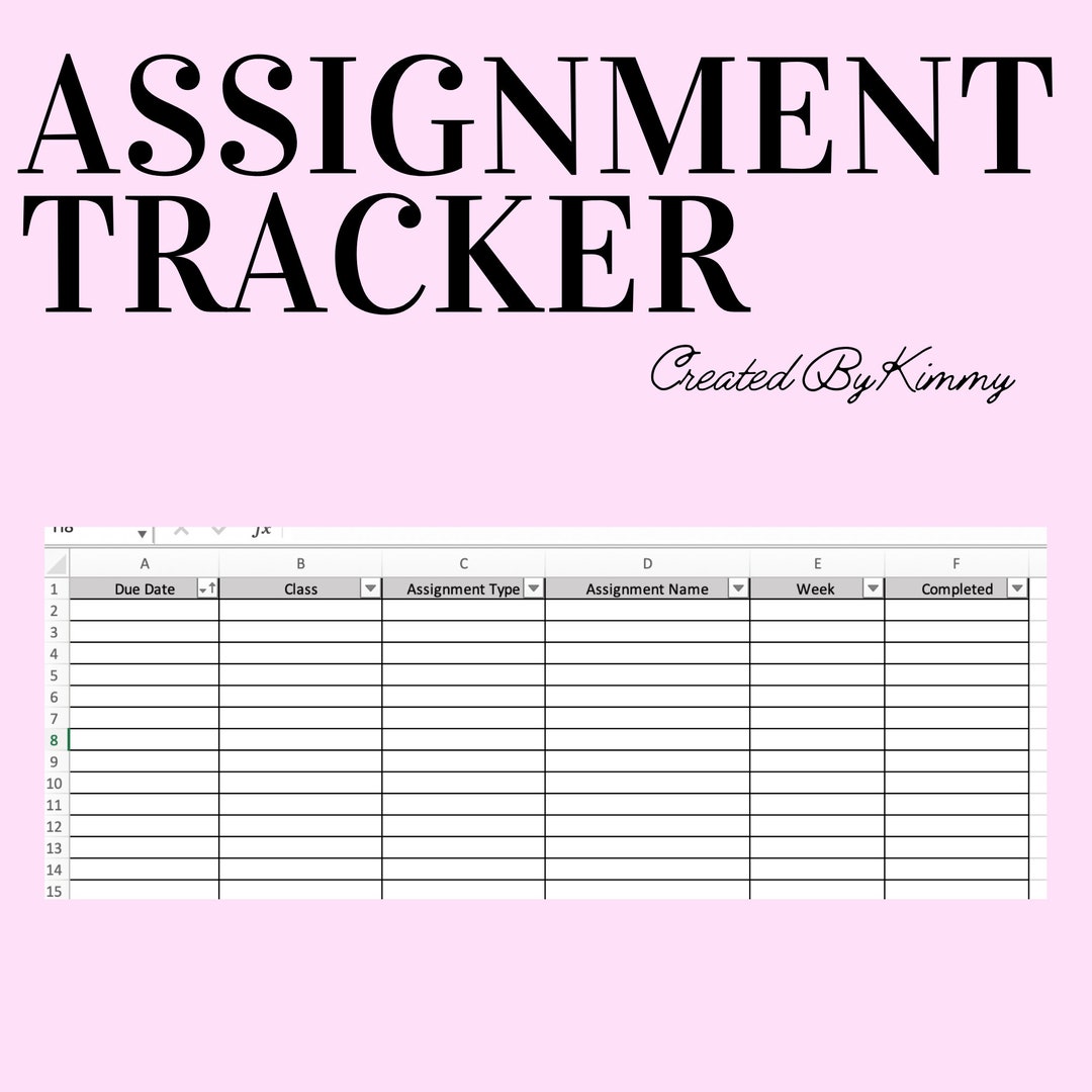 College Assignment Tracker Spreadsheet Homework Tracker Spreadsheets ...