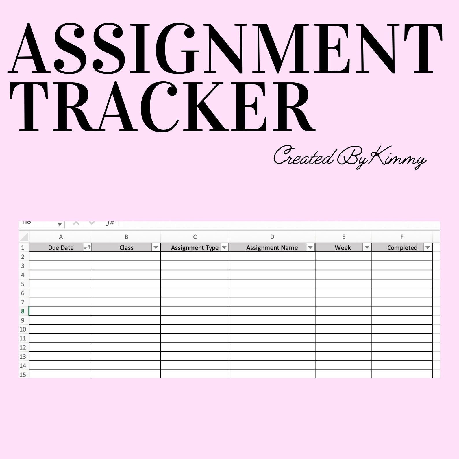 College Assignment Tracker Spreadsheet Homework Tracker Spreadsheets ...