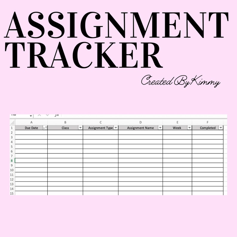 College Assignment Tracker Spreadsheet Homework Tracker Spreadsheets ...
