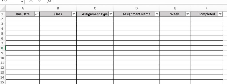 College Assignment Tracker Spreadsheet Homework Tracker Spreadsheets ...