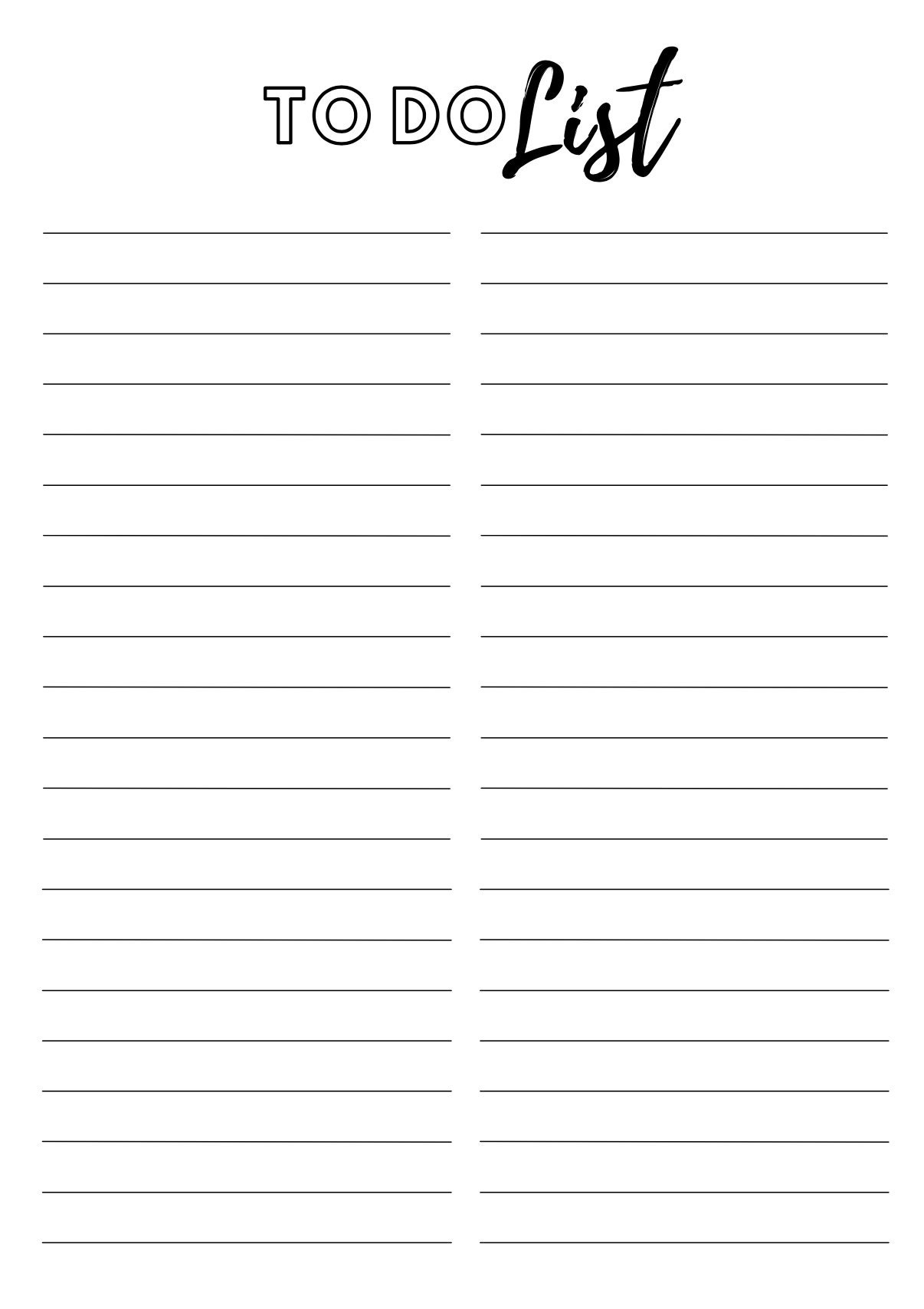 Blank to Do List 2 Column Planner Daily Tracker Plans - Etsy