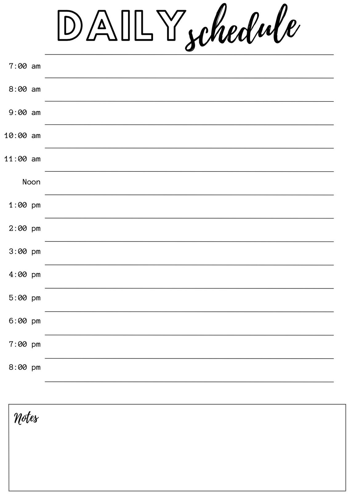 Daily Schedule Planner Daily Tracker Plans Printable Downloadable ...
