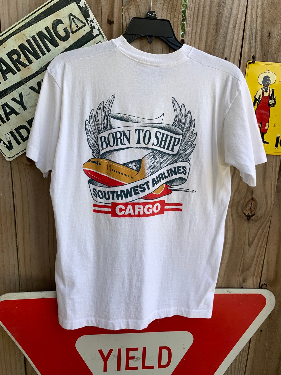 Vintage 90s Born To Ship Southwest Airlines Tshirt Size L Etsy