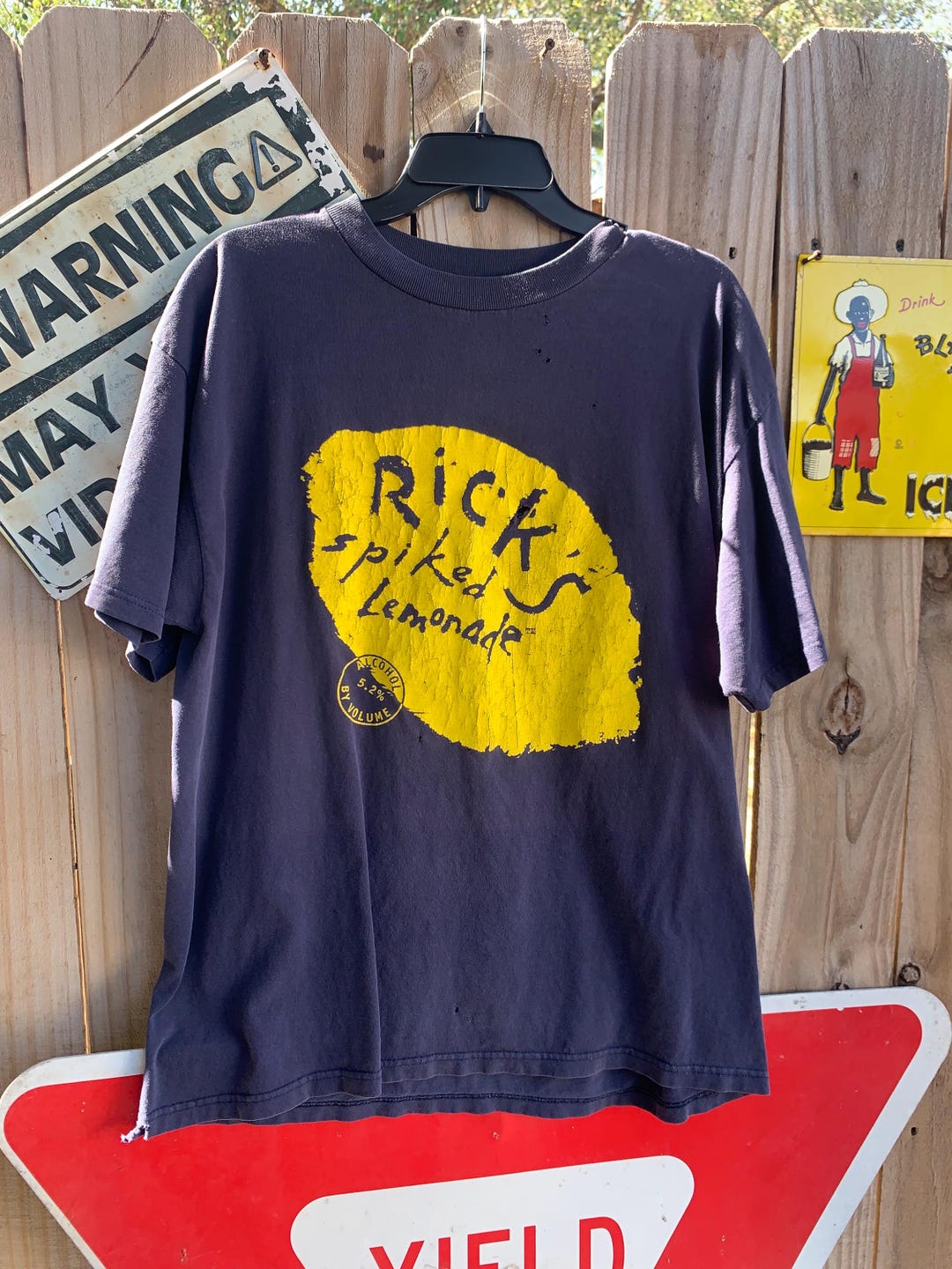 Rick's Spiked Lemonade "rick's Rocks!" Men's Navy Blue Double Sided T ...