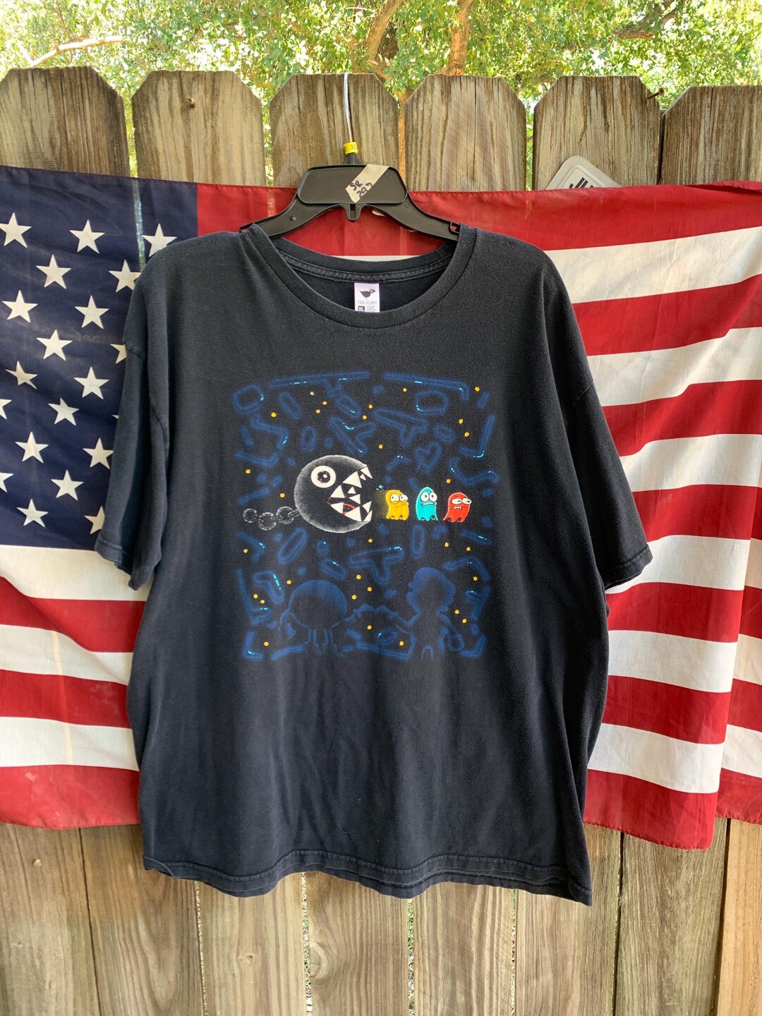Vintage Y2K Pac-man Super Mario Bros. Mashup Tee - Distressed Black XL ...