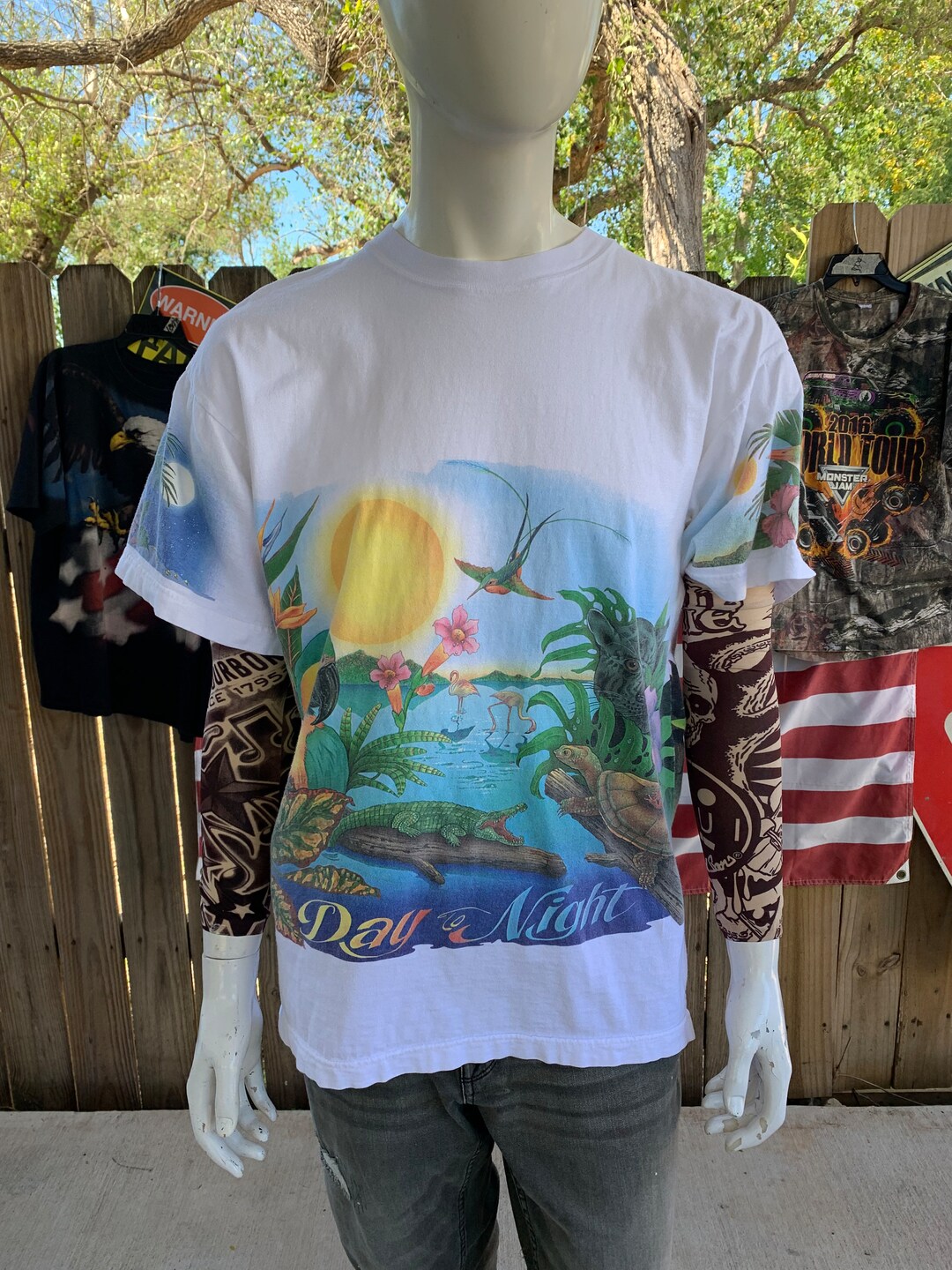 Vintage 90s Caribbean Soul Day to Night All Over Print T-shirt Size XL ...