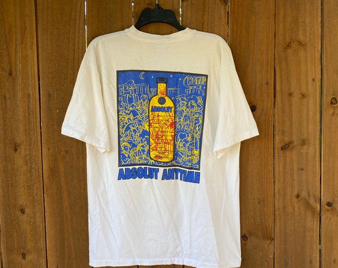 Vintage 90s Absolut Sweden Vodka Party School Fairfield T-shirt Size XL ...