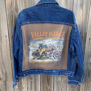 Vintage Harley Davidson Valley Forge Pennsylvania Reworked Denim Jacket ...