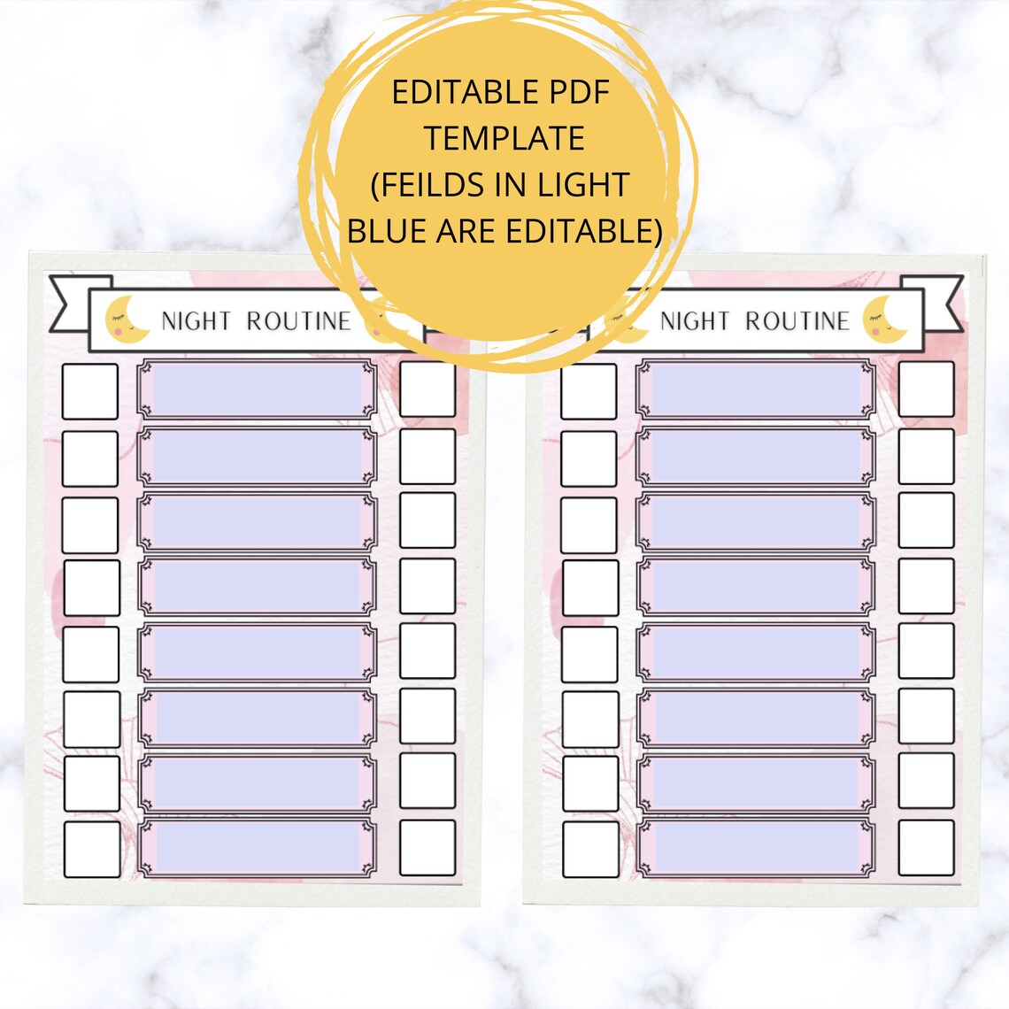 EDITABLE KIDS GIRLS Morning / Night Routine Charts, Printable Checklist ...