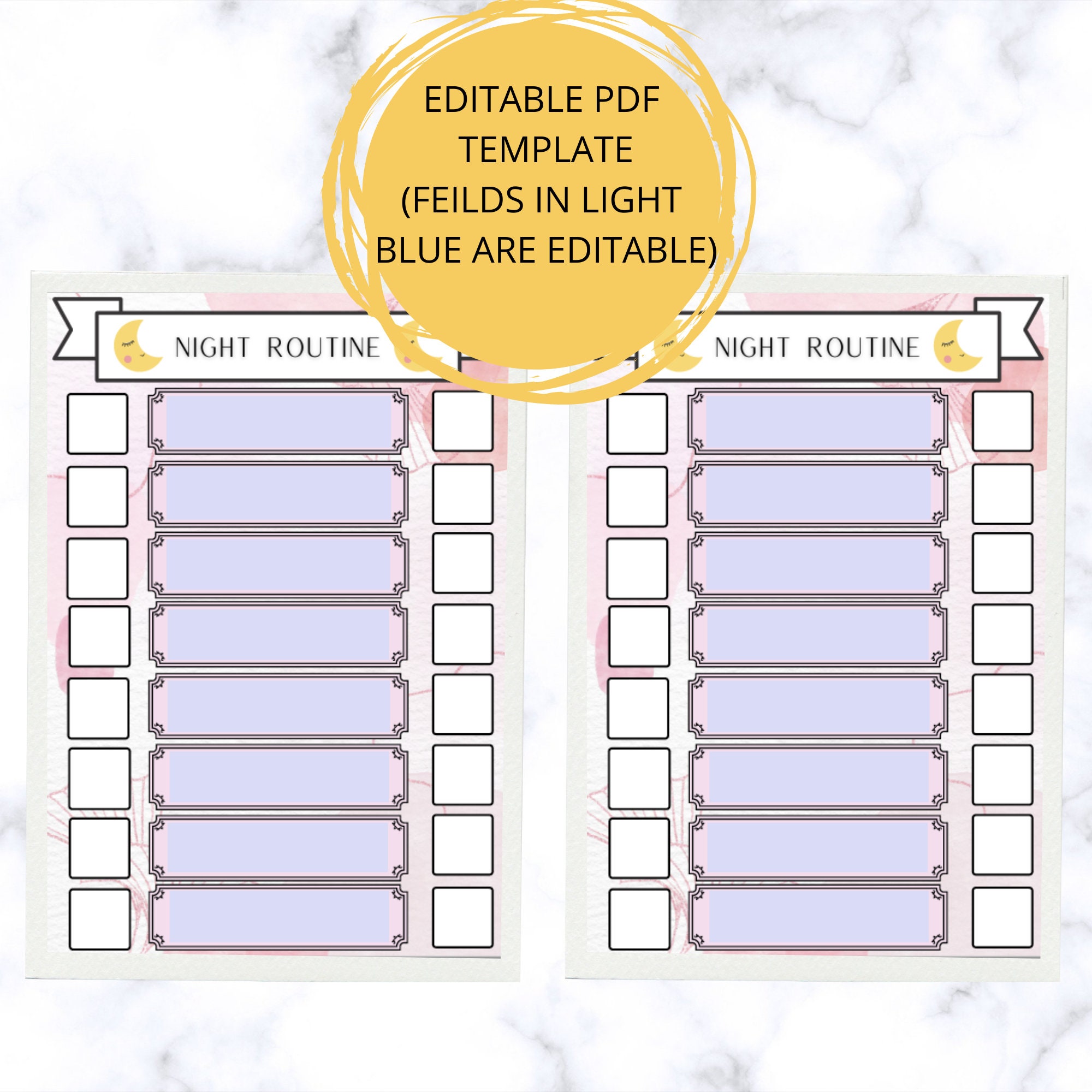 EDITABLE KIDS GIRLS Morning / Night Routine Charts, Printable Checklist ...