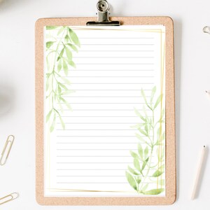 PRINTABLE Notes Greenery Boarder Letter Writing Paper - Etsy
