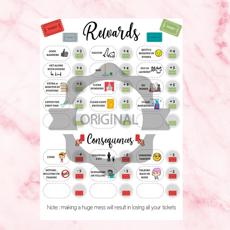 EDITABLE Reward Chart for Kids Ticket System, tickets Included Digital ...