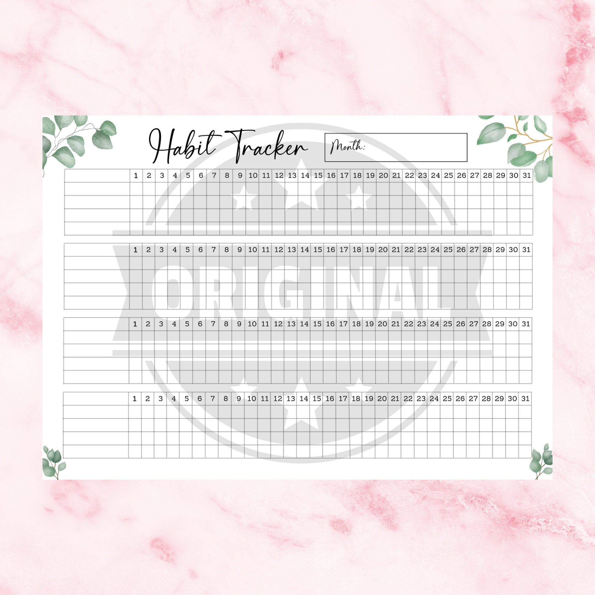 Daily Habit Tracker PRINTABLE Instant Download Letter A4 & - Etsy