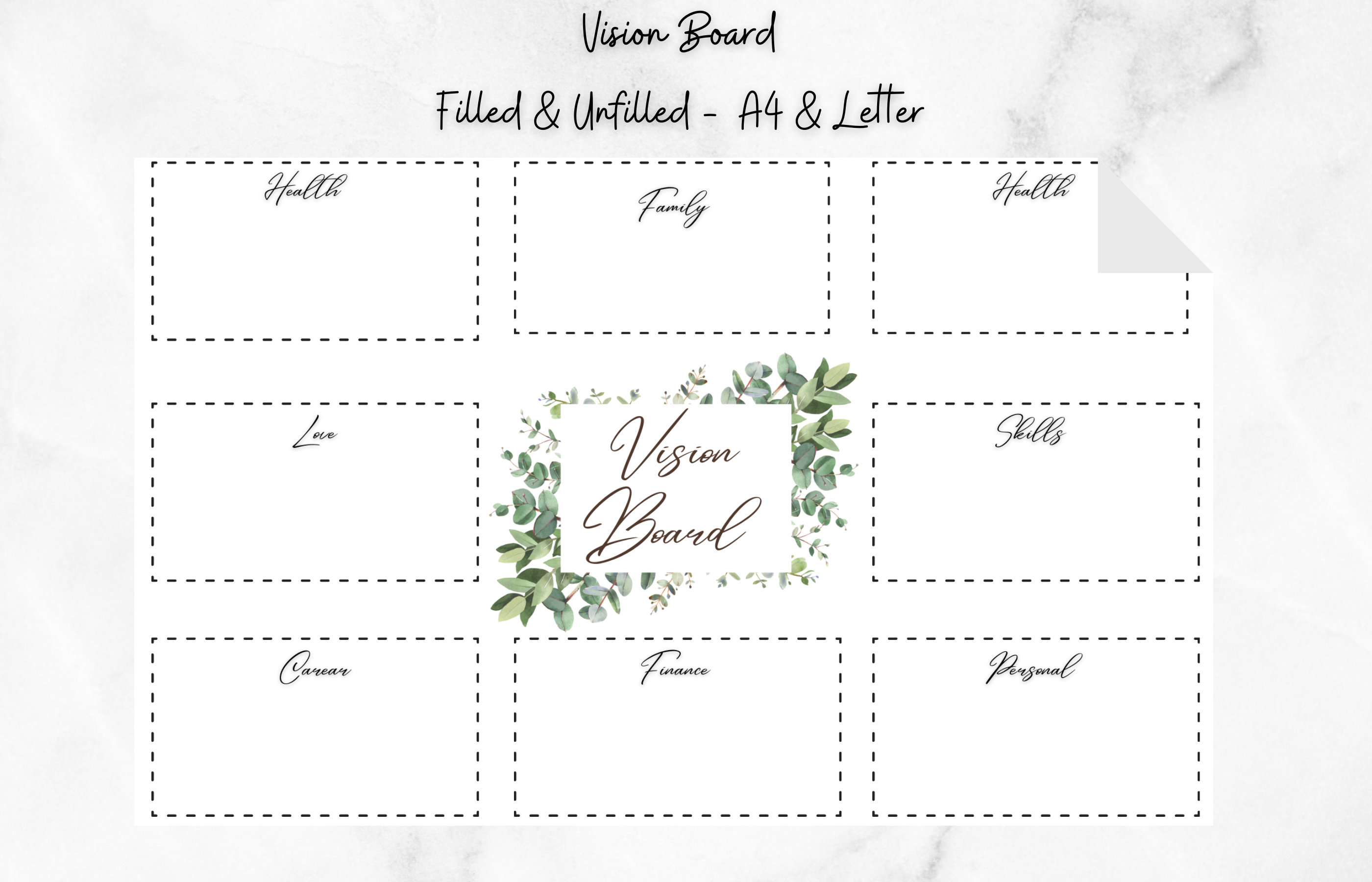 Minimalist Printable Vision Board Template,printable Dream Board,simple ...