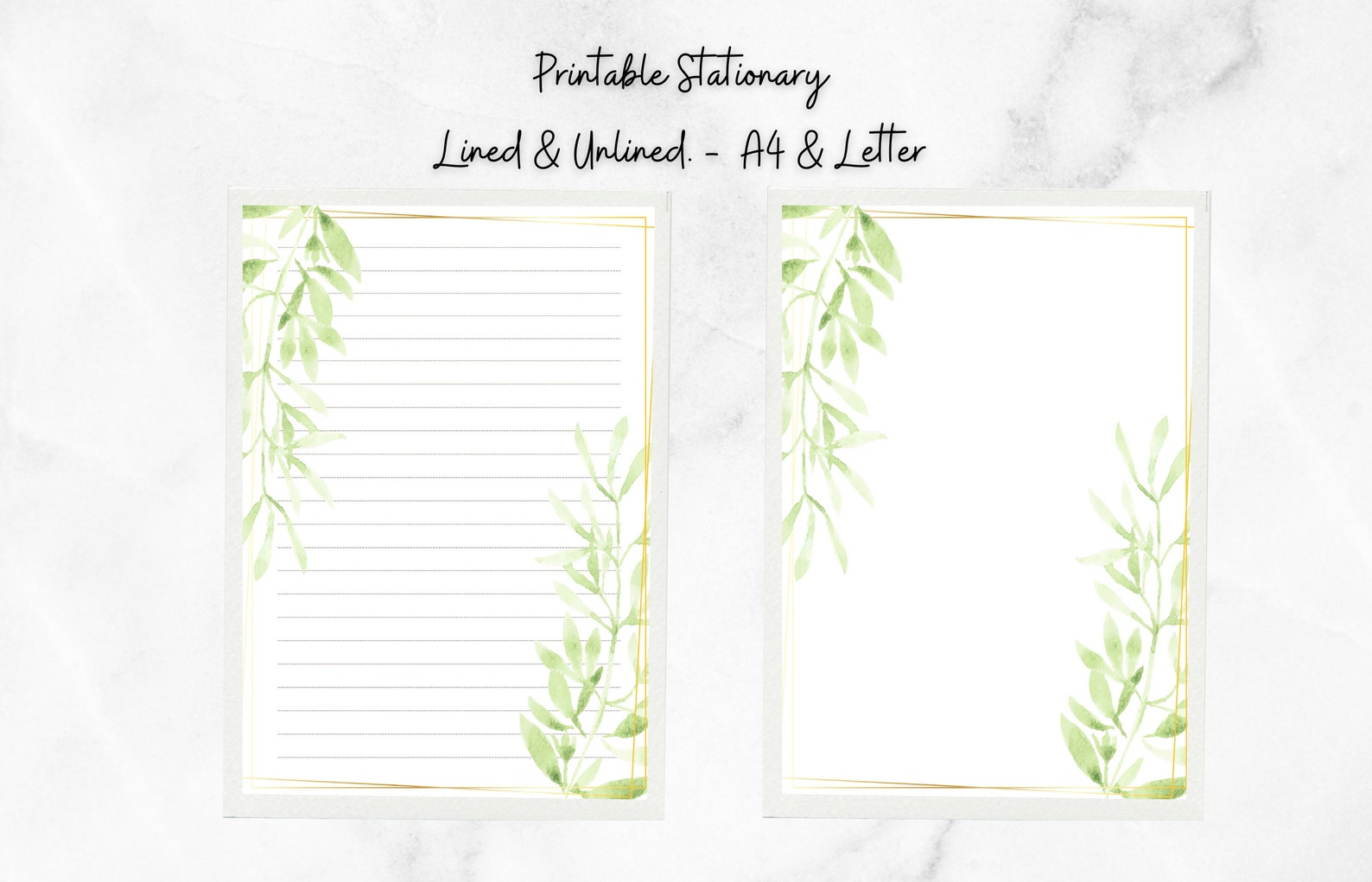 PRINTABLE Notes Greenery Boarder Letter Writing Paper - Etsy