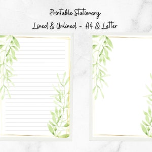 PRINTABLE Notes Greenery Boarder Letter Writing Paper - Etsy