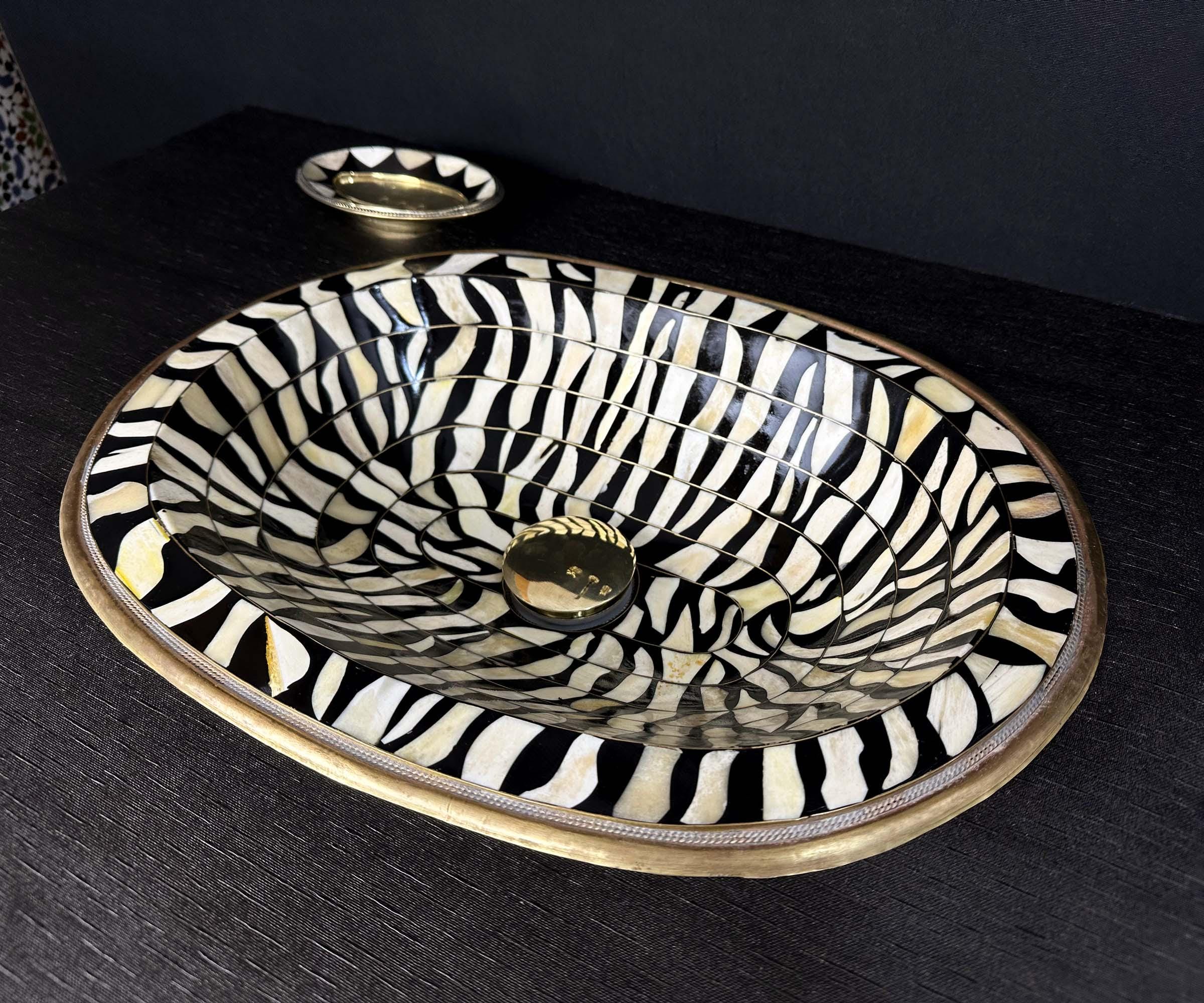Brass Zebra Sink With Resin and Bone Details – Unique Home Decor - Etsy