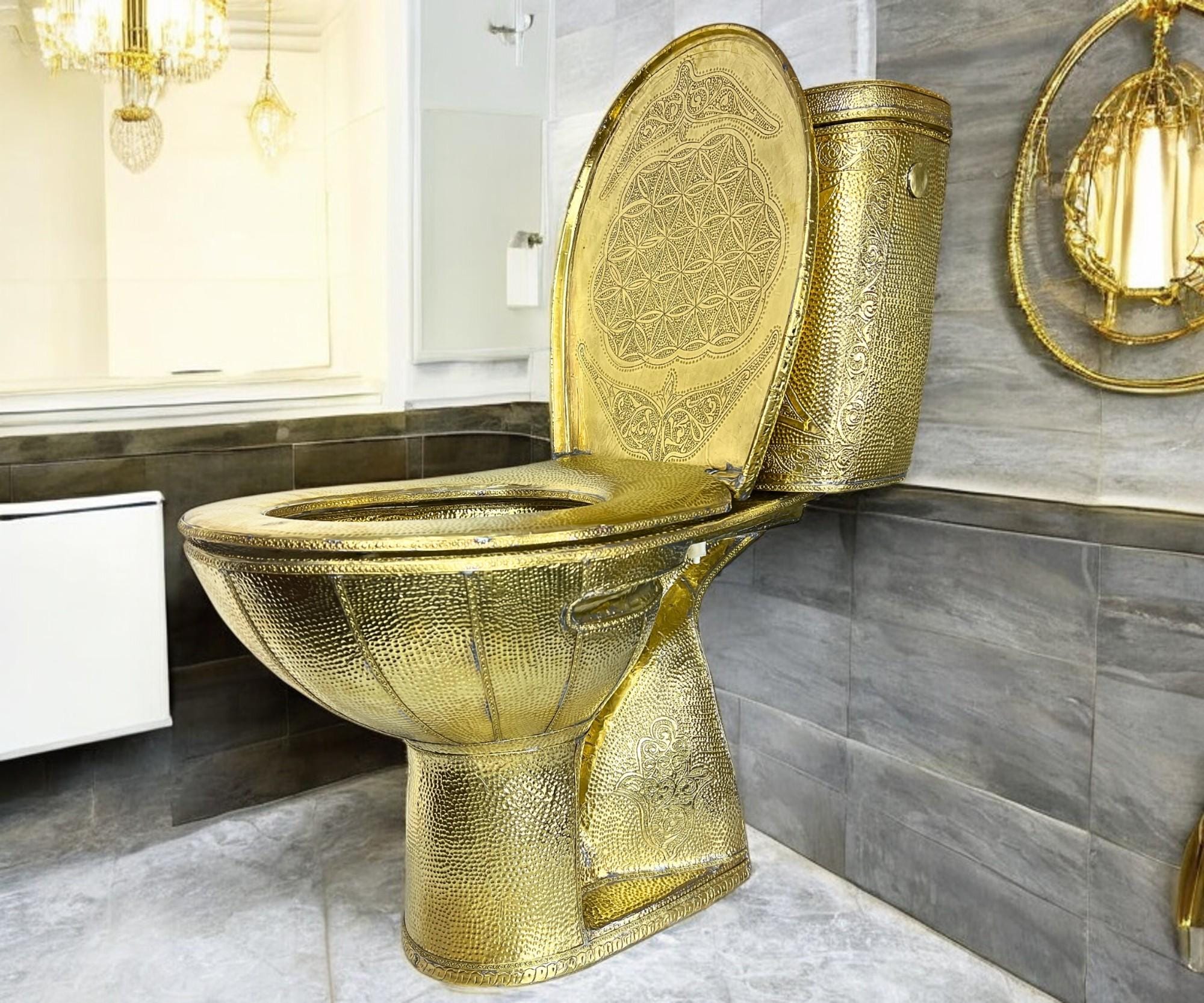 Handmade Royal Toilet With Engraved Unlacquered Brass Cover - Etsy
