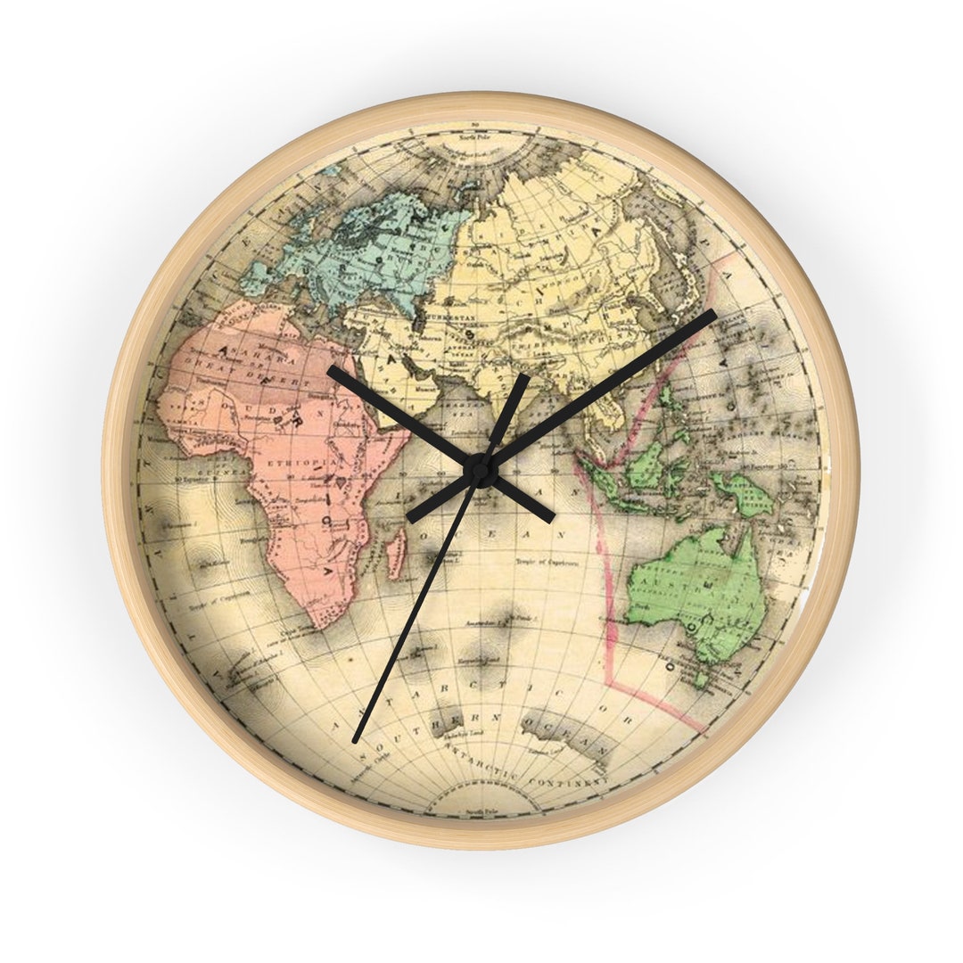 World Map Wall Clock Vintage Wall Clock Retro Maps - Etsy