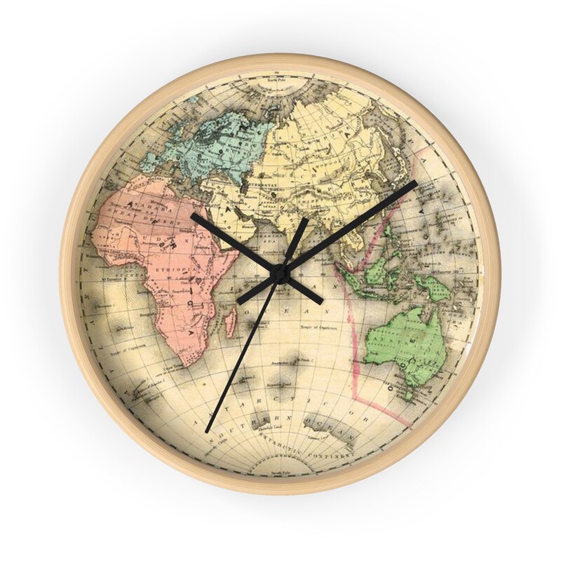 World Map Wall Clock - Etsy