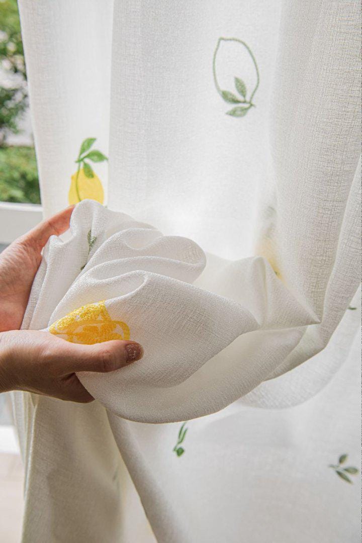 Custom Curtains Lemon Net Sheer Voile Curtain for Bedroom Living Room ...