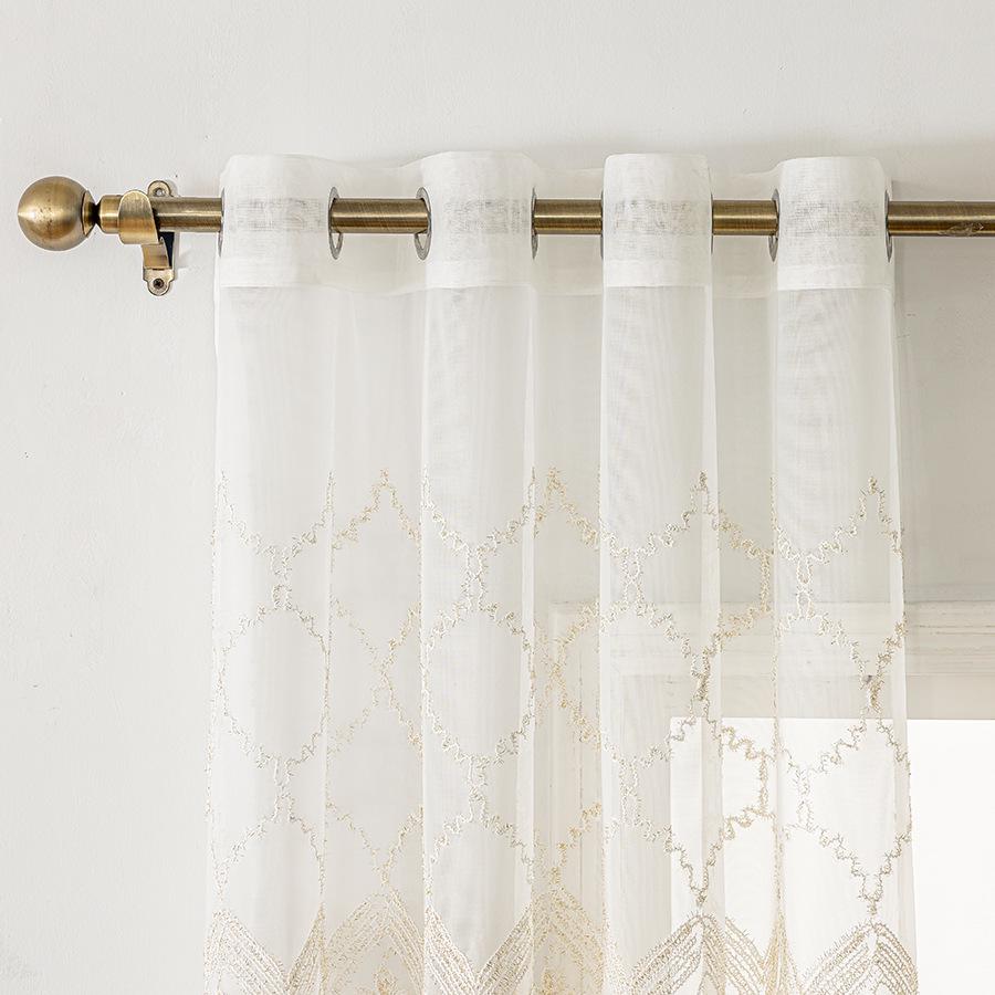 Custom Curtains Embroidery Net Sheer Voile Curtain for Bedroom Living ...