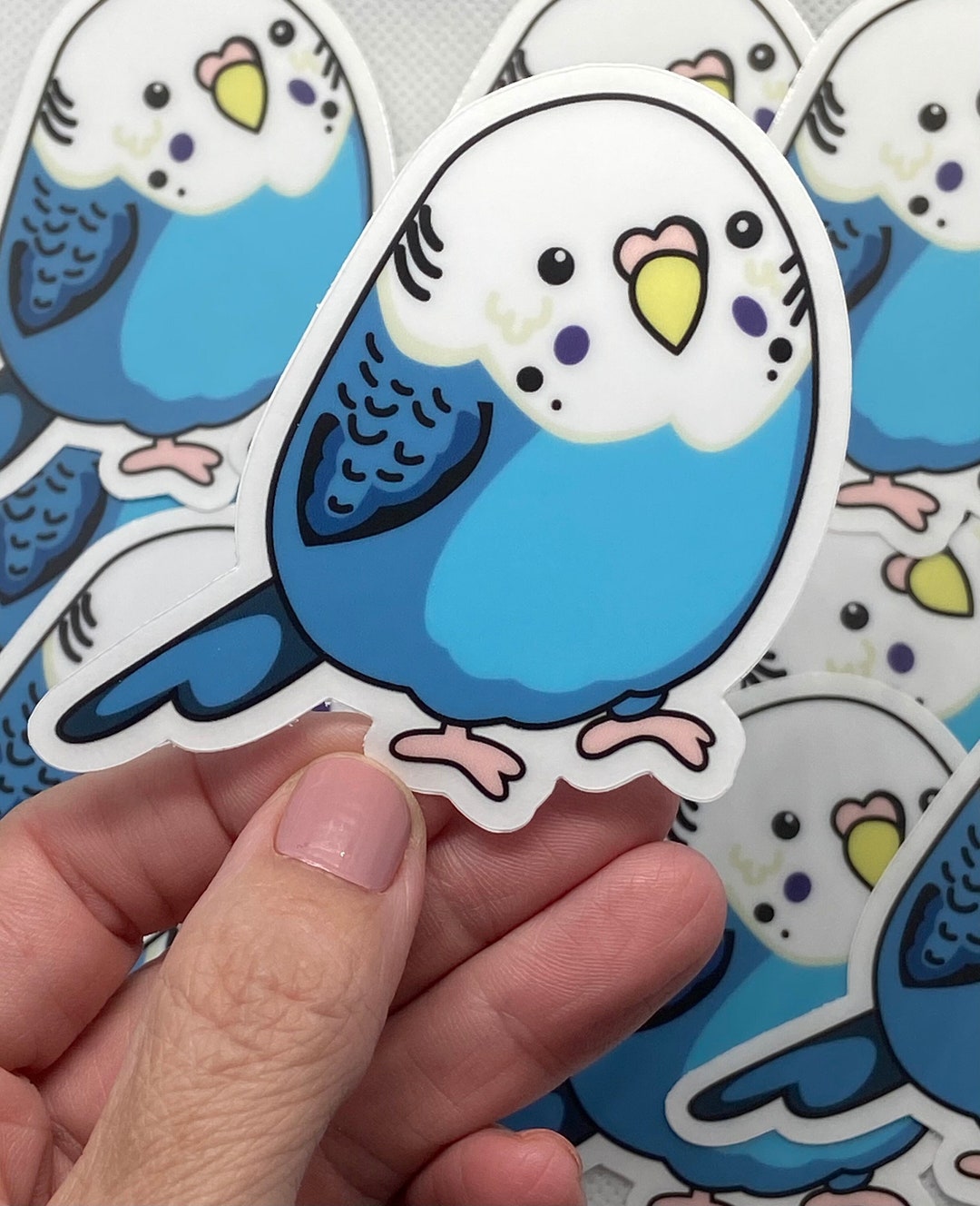 Pudgy Budgie Sticker - 3“ Jumbo Waterproof Clear Vinyl Decal - Plump ...