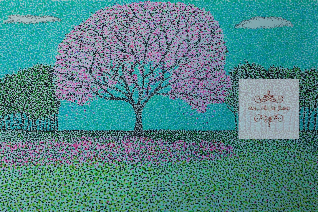 Cherry Blossom 11 X 14in Pointillism Art Print Unframed Wall Decor - Etsy