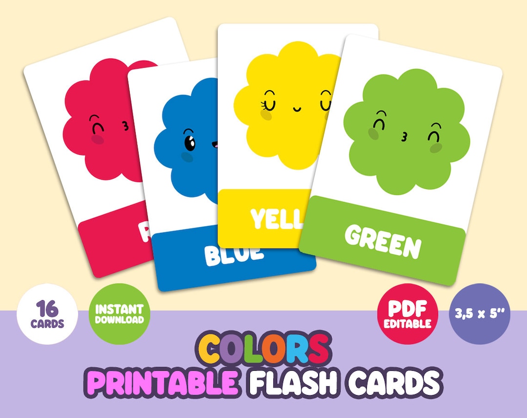 Farben-Lernkarten für Kinder – Digitale und textbearbeitbare Montessori ...