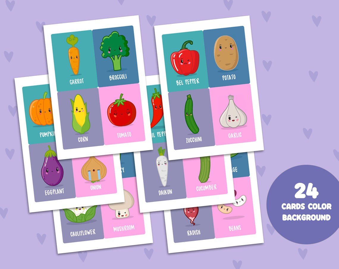 Vegetables Flashcards for Kids - Digital and Text Editable Montessori ...