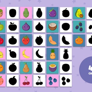 Fruits Printable Shadow Matching Cards. Montessori Toddler Activity ...