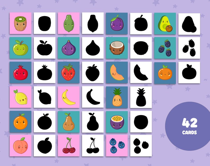 Fruits Printable Shadow Matching Cards. Montessori Toddler Activity ...