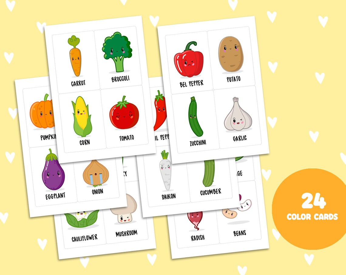 Vegetables Flashcards for Kids - Digital and Text Editable Montessori ...