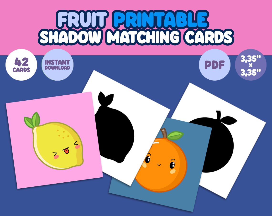 Fruits Printable Shadow Matching Cards. Montessori Toddler Activity ...