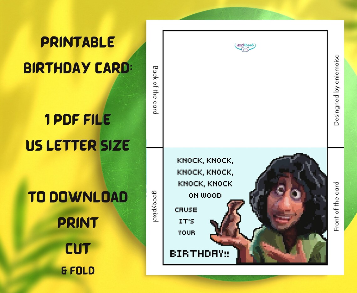 Encanto Bruno Birthday Card: Foldable, Printable Birthday Card for ...