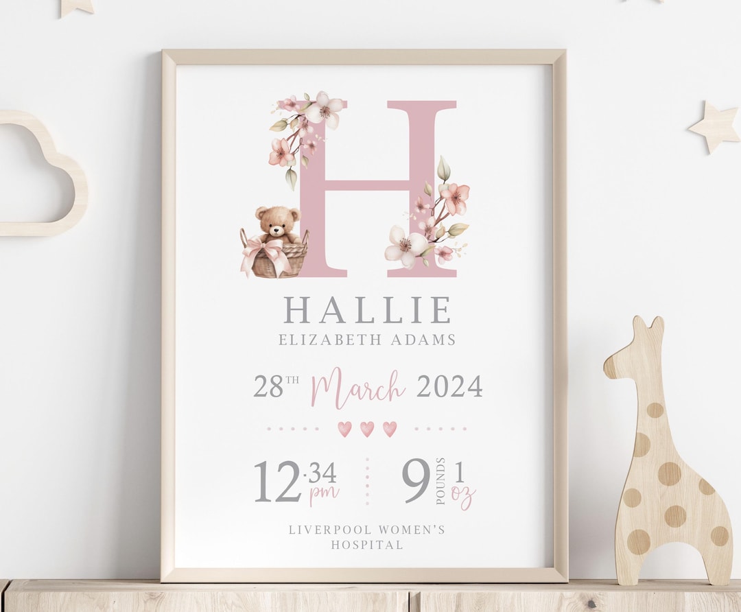 Personalised Birth Details Print | New Baby Gift | Custom Baby Keepsake ...