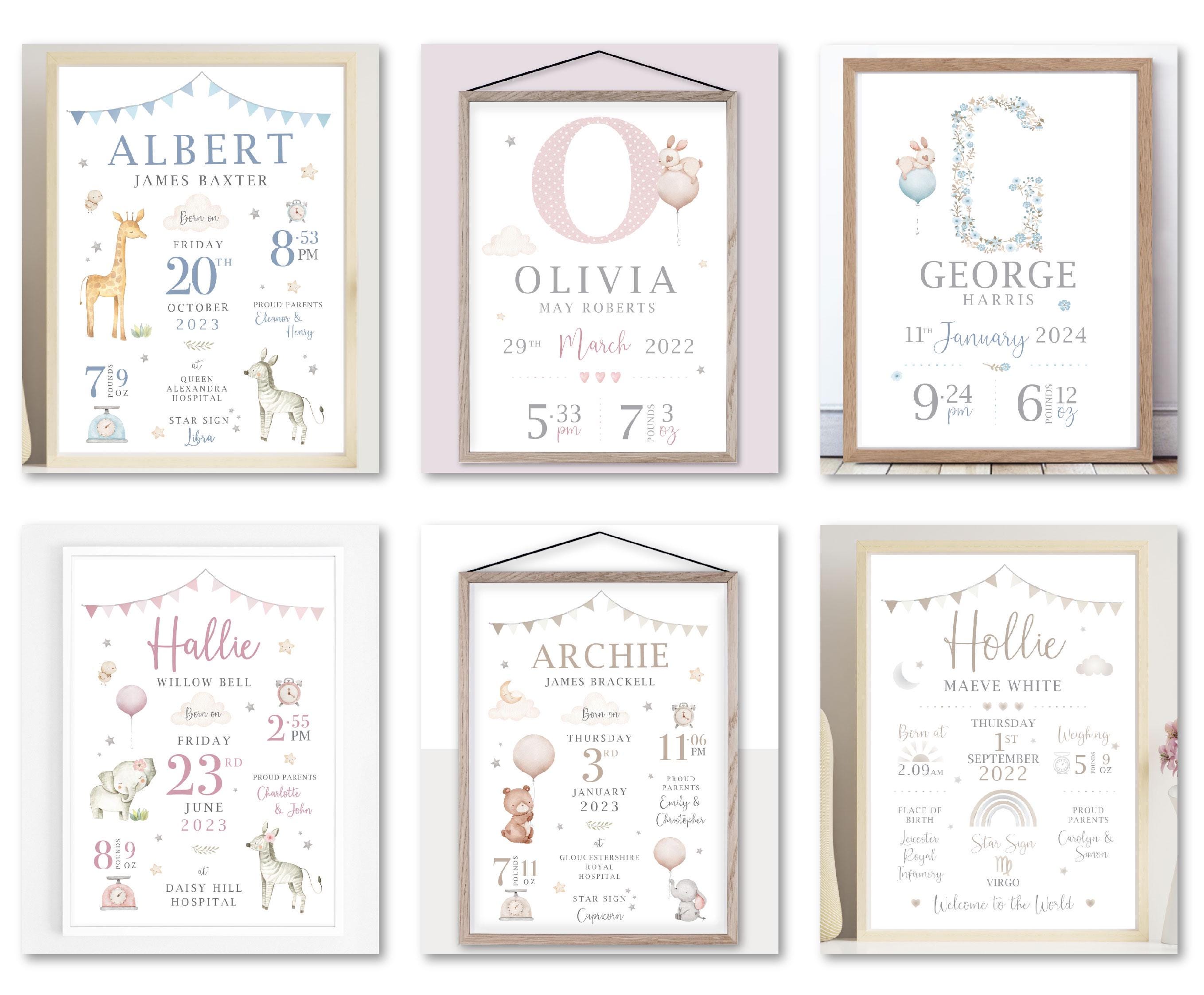 Personalised Birth Details Print | New Baby Gift | Custom Baby Keepsake ...