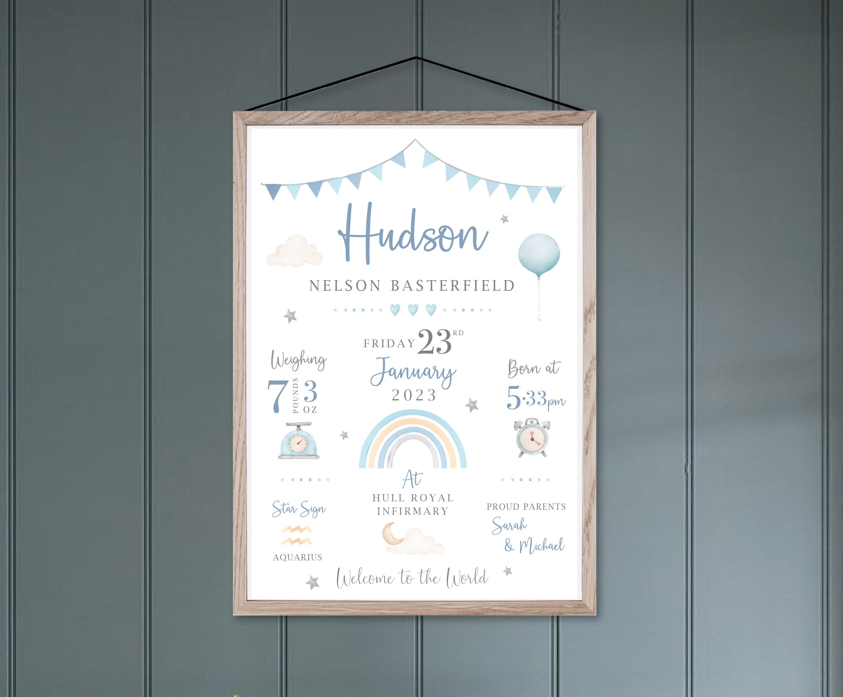 New Baby Personalised Print Birth Details Gift Keepsake - Etsy UK