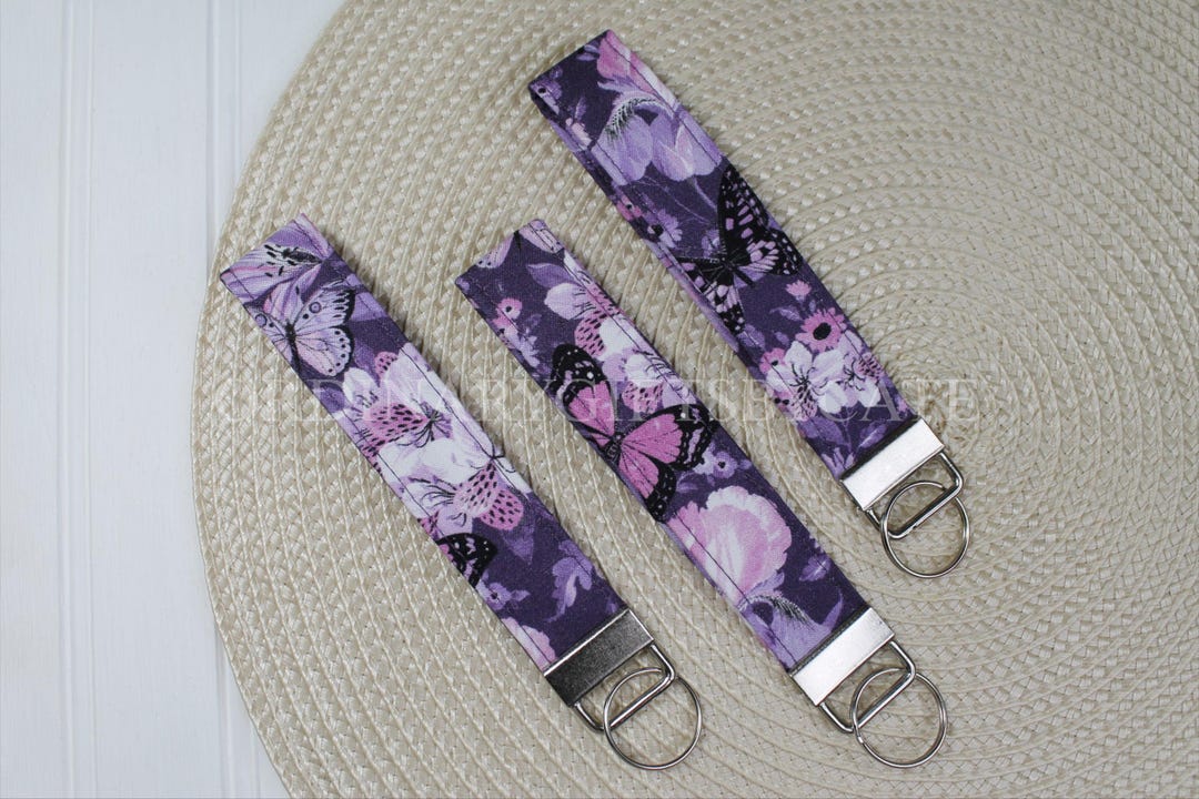 Purple Butterfly Wristlet Keychain - Etsy