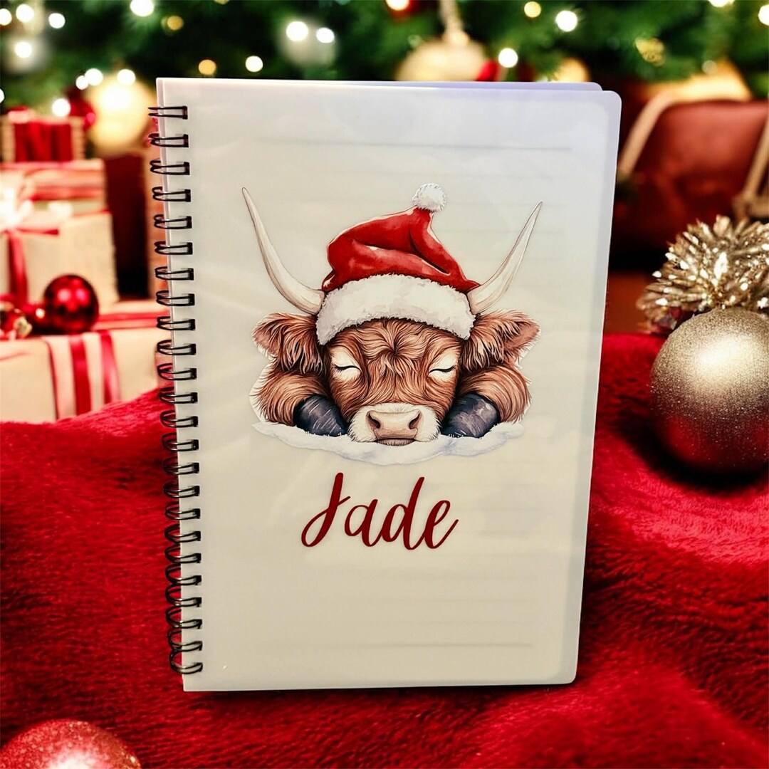 Personalized Christmas Highland Cow Notebook Festive Gift - Etsy