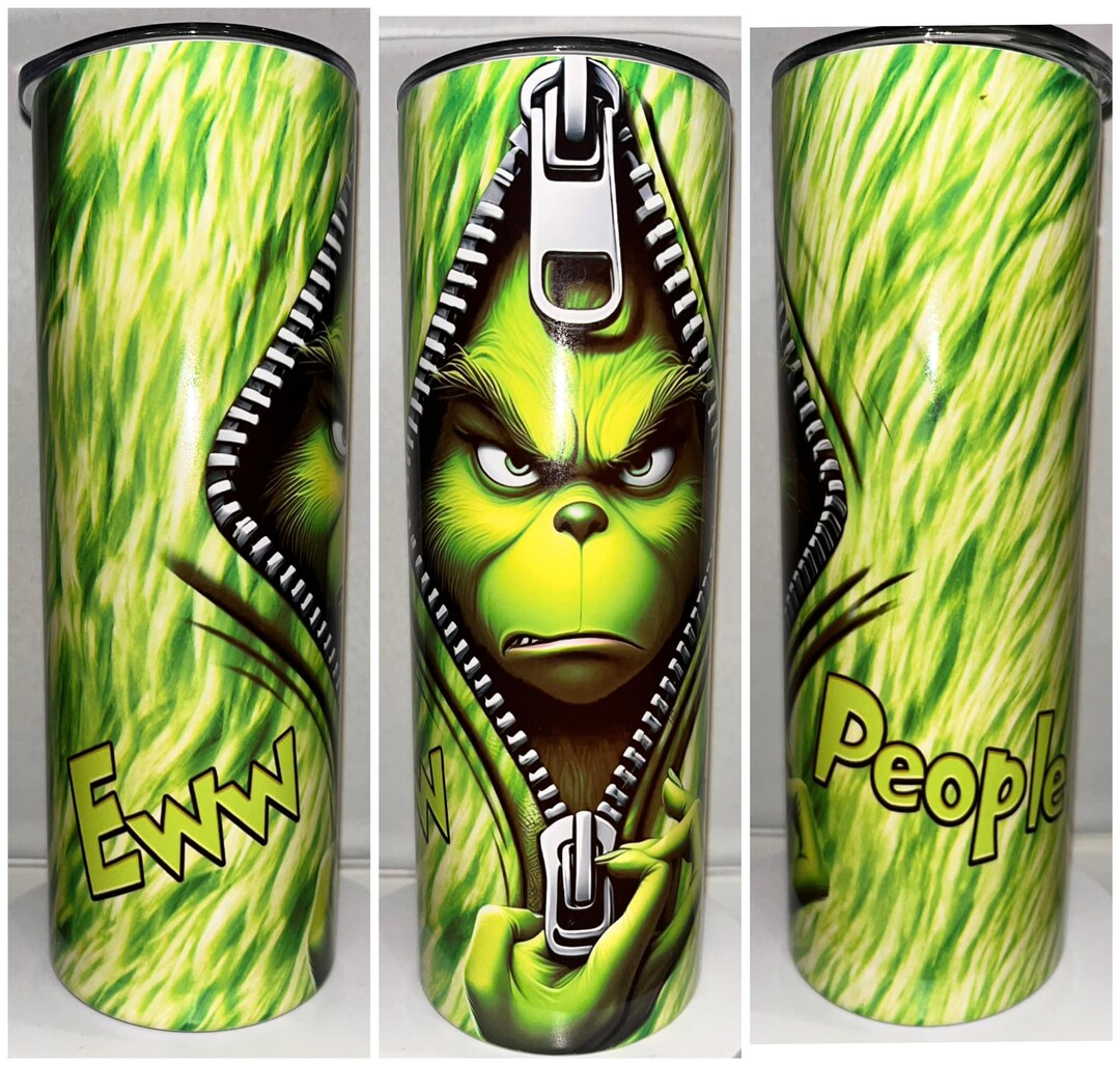 Grinch Zipper PNG 20 Oz Tumbler Wrap Christmas Design - Etsy