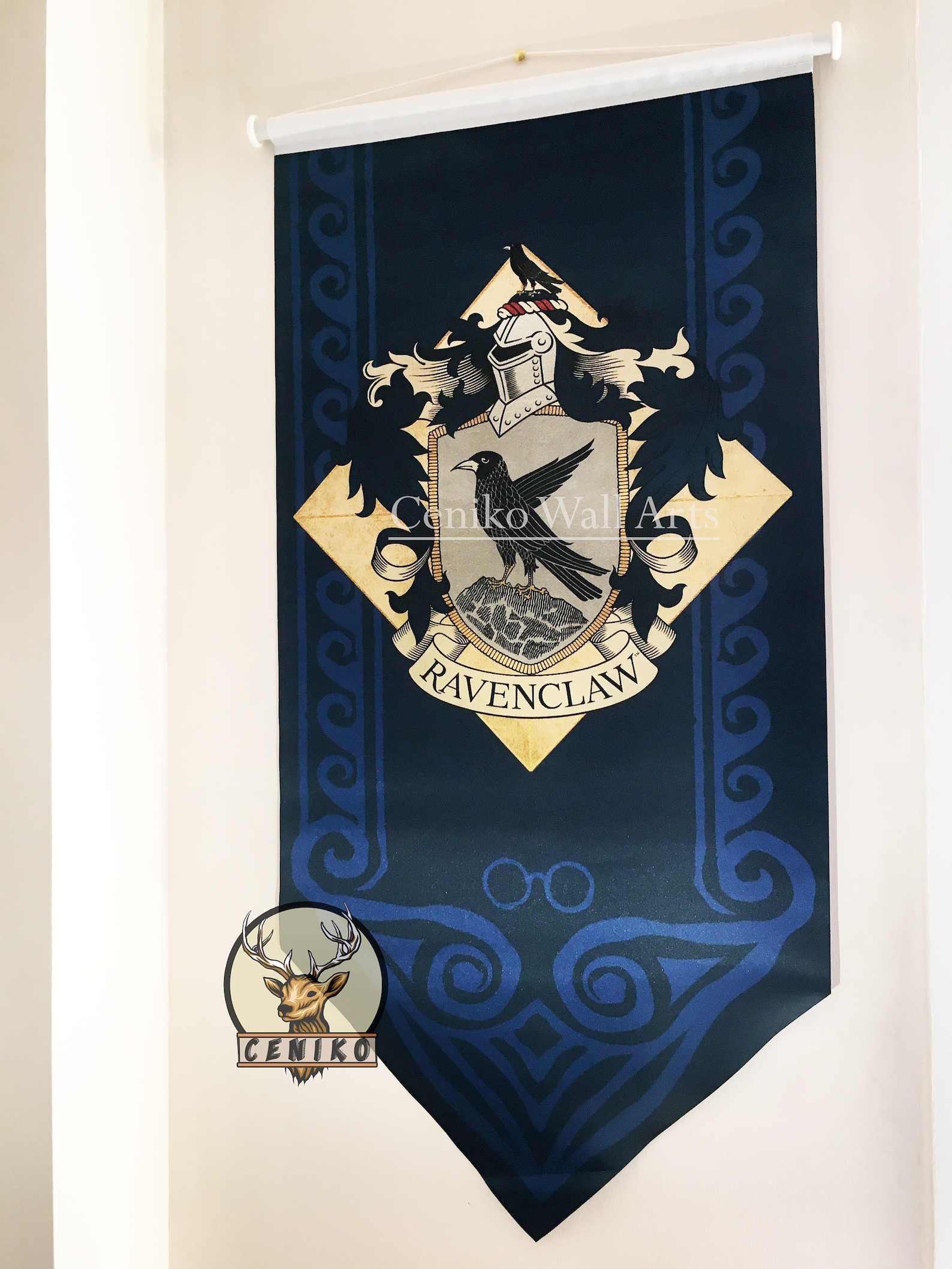 Ravenclaw Hogwarts Flag, Ravenclaw Design Flama/ Flag Harry Potter Flag ...