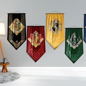 Big Size 5 Pieces Hanging Hogwarts, Gryffindor, Hufflepuff, Slytherin ...